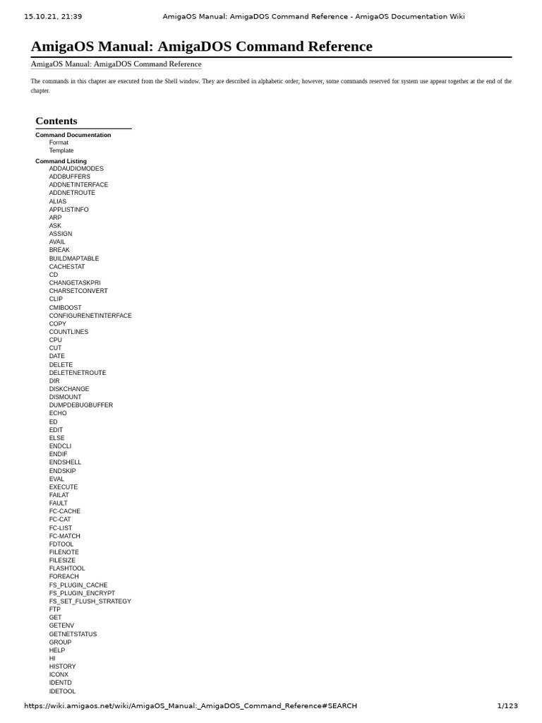 AmigaDOS Command Guide | PDF | Ip Address | Command Line Interface