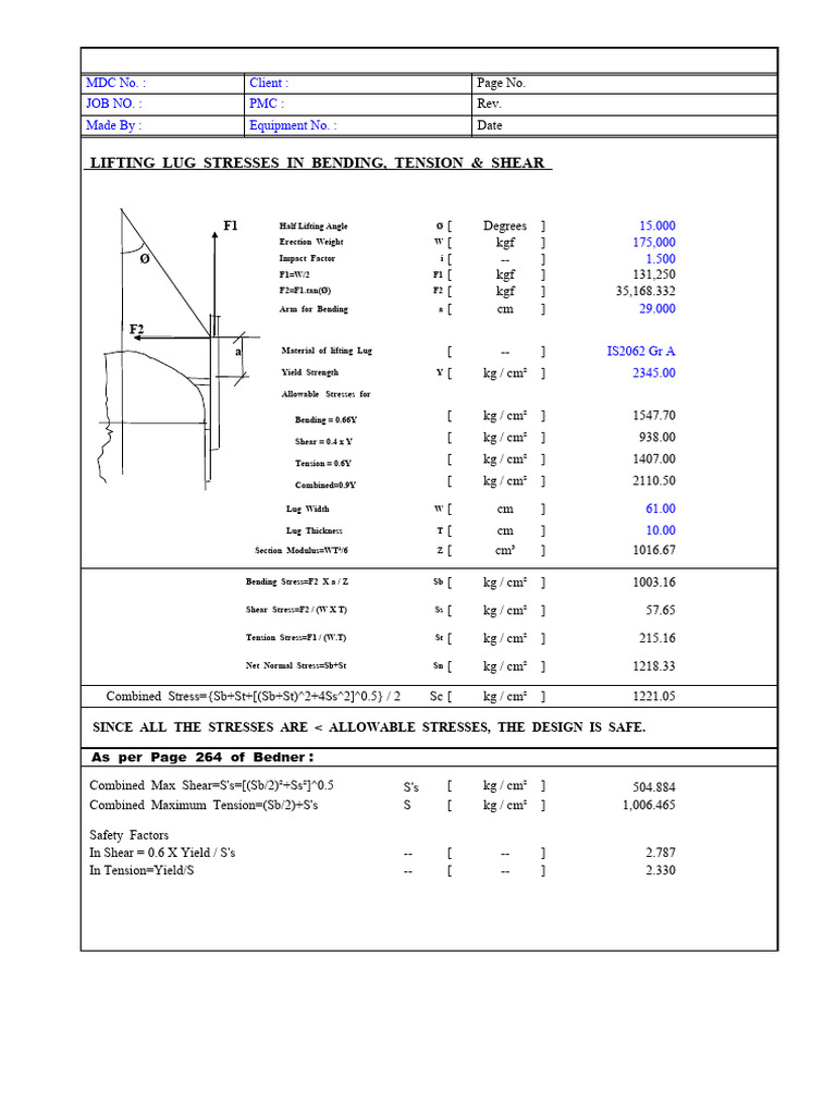 참고자료 10. Lifting Lug | PDF | Bending | Applied And Interdisciplinary ...