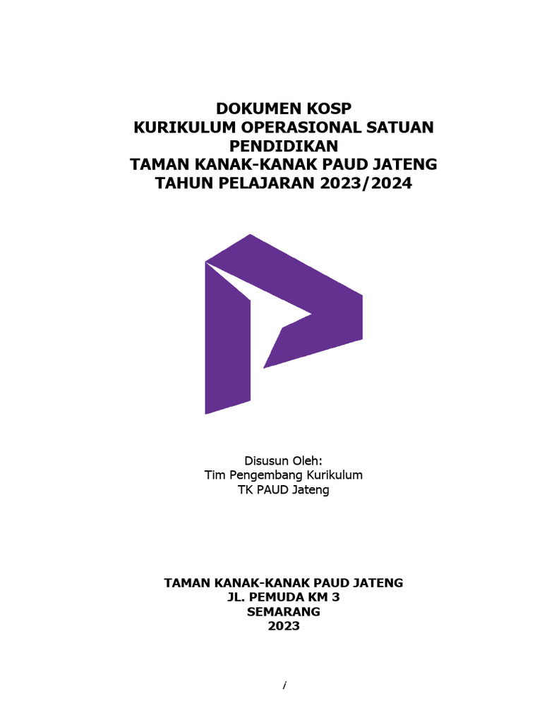 KOSP TK PAUD Jateng 2023/2024 | PDF