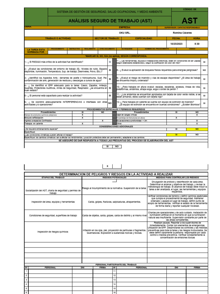 Análisis de Trabajo Seguro Ast | PDF | Seguridad y salud ocupacional