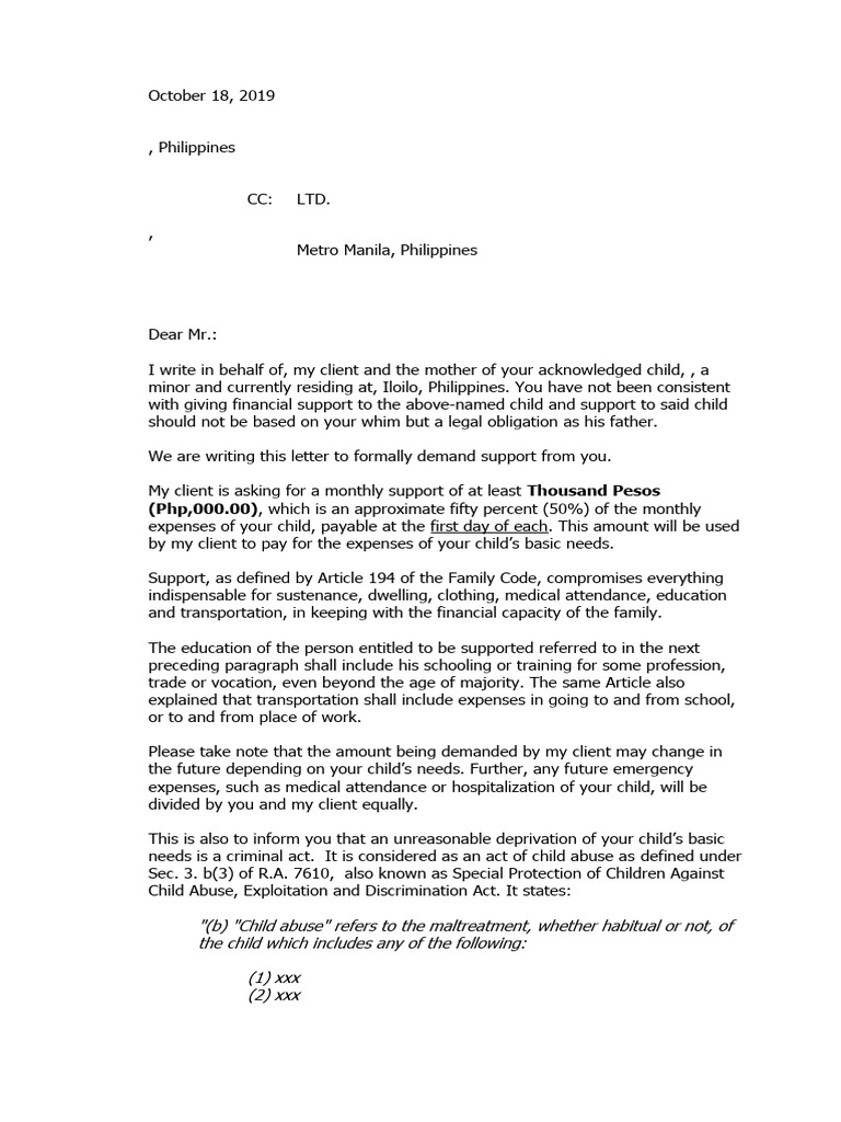 Demand Letter Support | PDF | Child Abuse | Justice