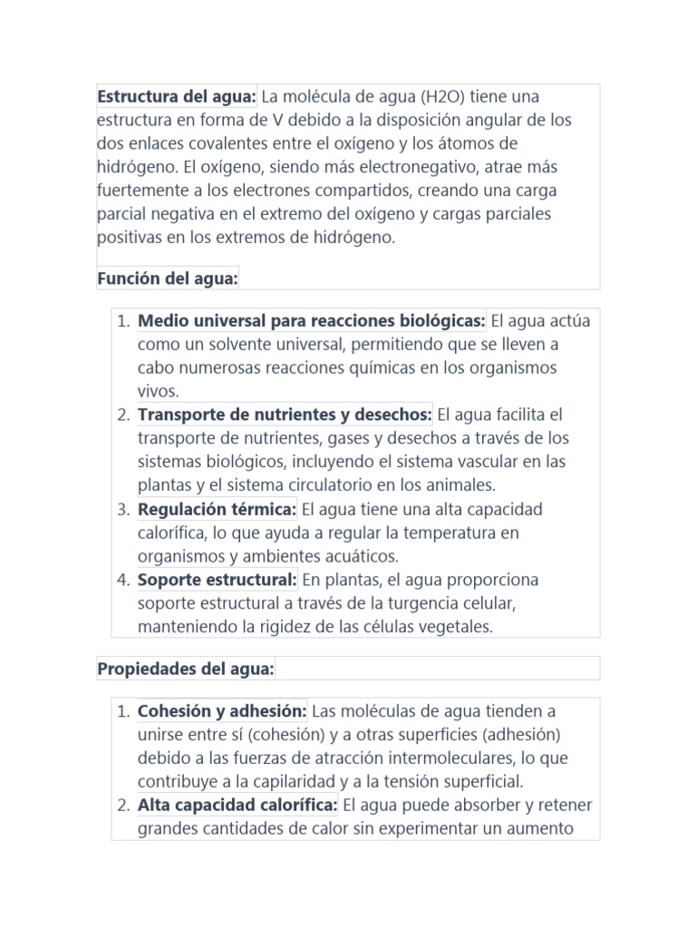 Estructura Del Agua | PDF | Propiedades del agua | Agua
