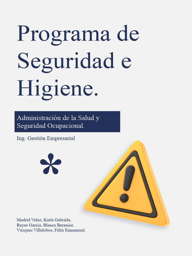 T6-AE1-ASySO-Programa de Seguridad e Higiene | PDF | Seguridad y salud ocupacional | Derecho laboral