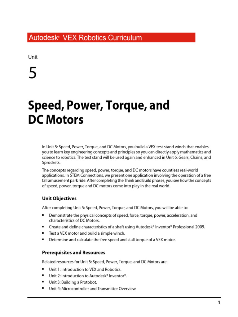 Unit 05 - Speed, Power, Torque, and DC Motors | PDF | Force | Electric ...