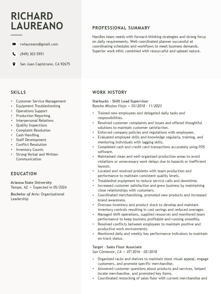 Richard Laureano Resume | PDF | Employment | Inventory