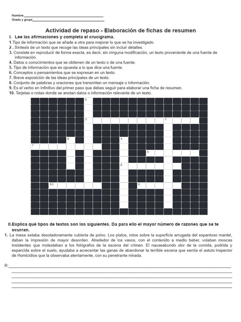 Actividad de Repaso - Segundo Sec. Español | PDF | Información
