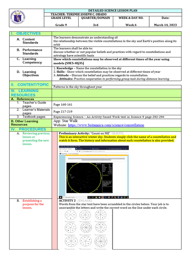 3rd QT - Constellation | PDF | Constellation | Learning