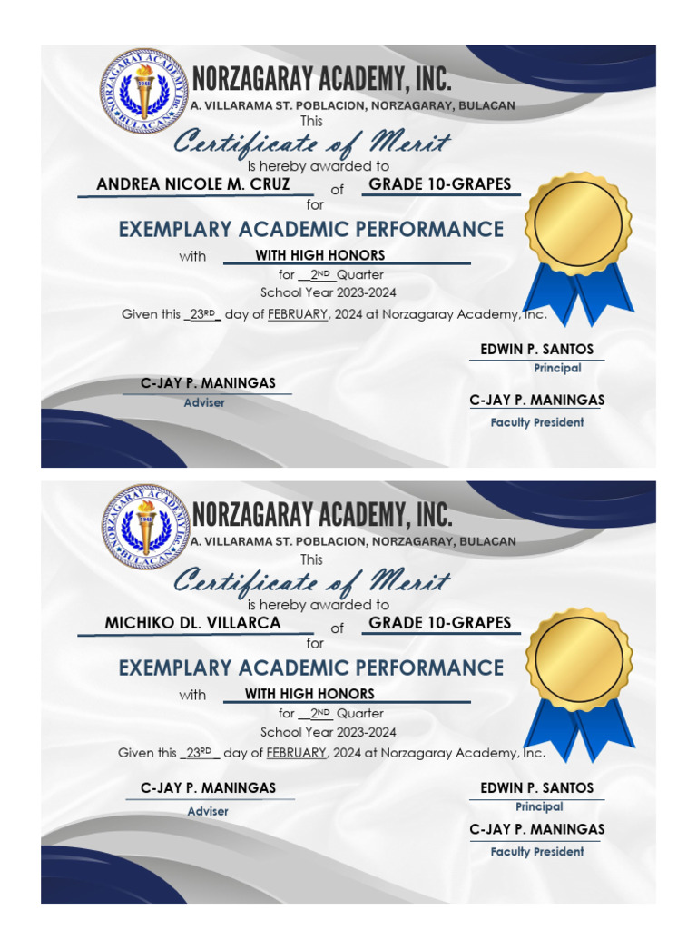 Certificates Original Copy | PDF