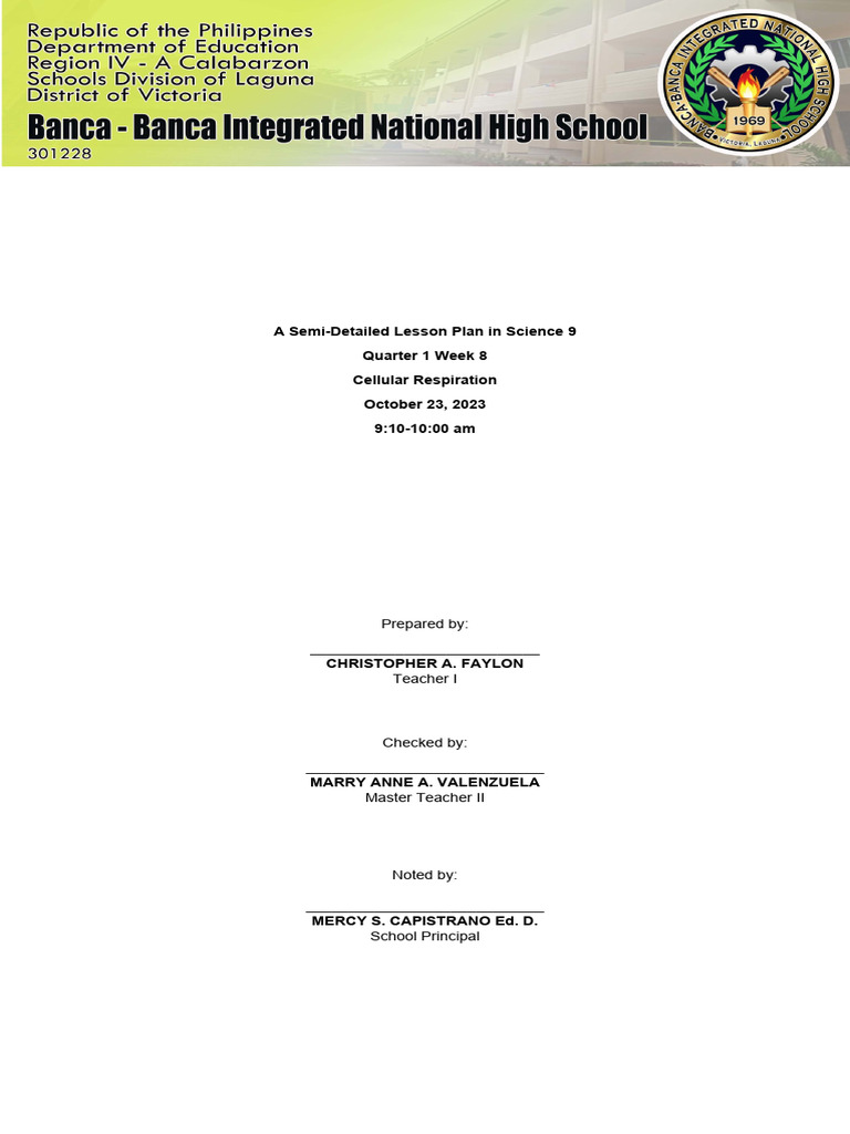 LP Science G9 Q1 W8 Cellular Respiration | PDF | Cellular Respiration ...