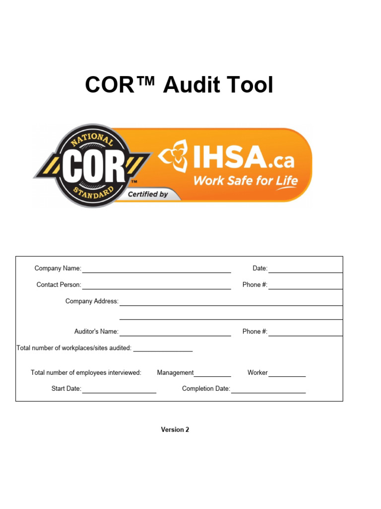 Cor Audit Tool | PDF | Audit | Occupational Safety And Health