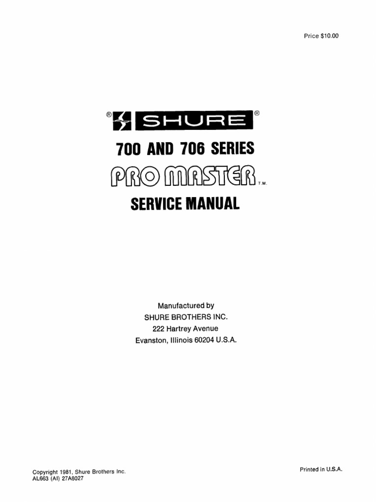 Shure 700 Service Pro Master | PDF | Amplifier | Rectifier