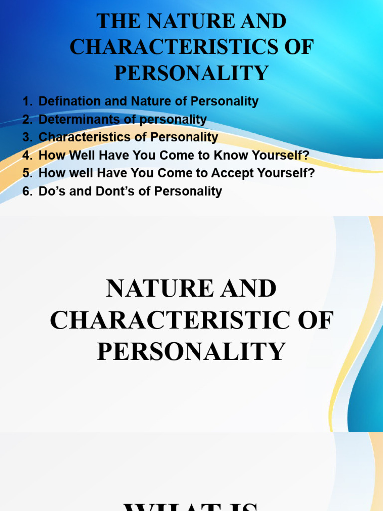 Nature and Characteristics of Personality | PDF | Thought | Attitude ...
