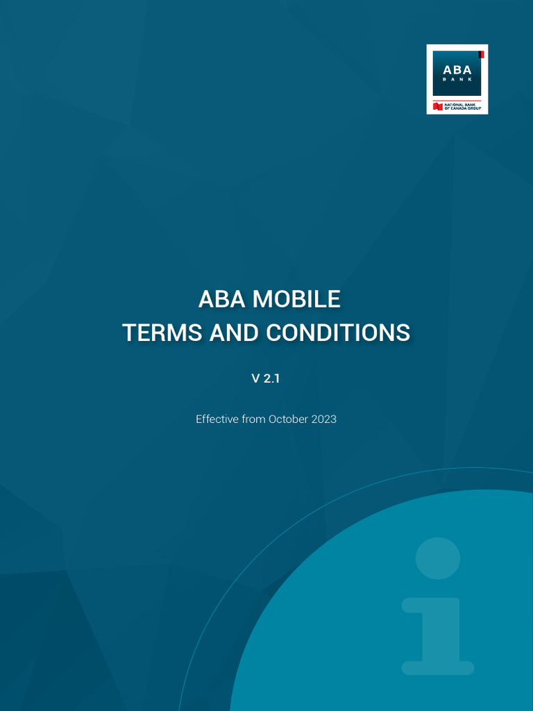 ABA Mobile Terms and Conditions 2023 | PDF | Debit Card | Mobile Phones