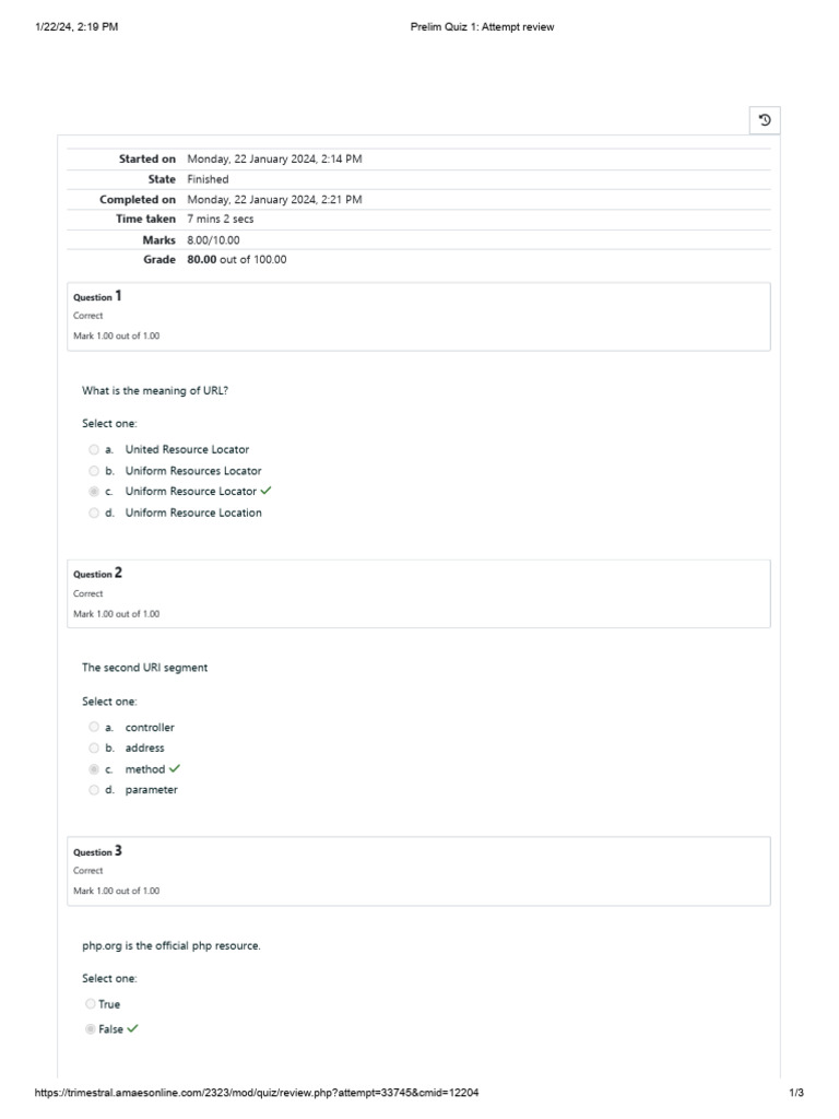 Prelim Quiz 1 - UGRD-ITE6301A Application Development and Emerging Technologies | PDF | Php ...