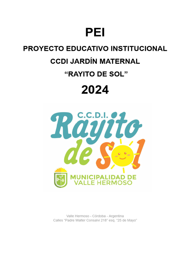 PEI Ccdi Rayito de Sol 2024 | PDF | Educación de la primera infancia | Enseñando