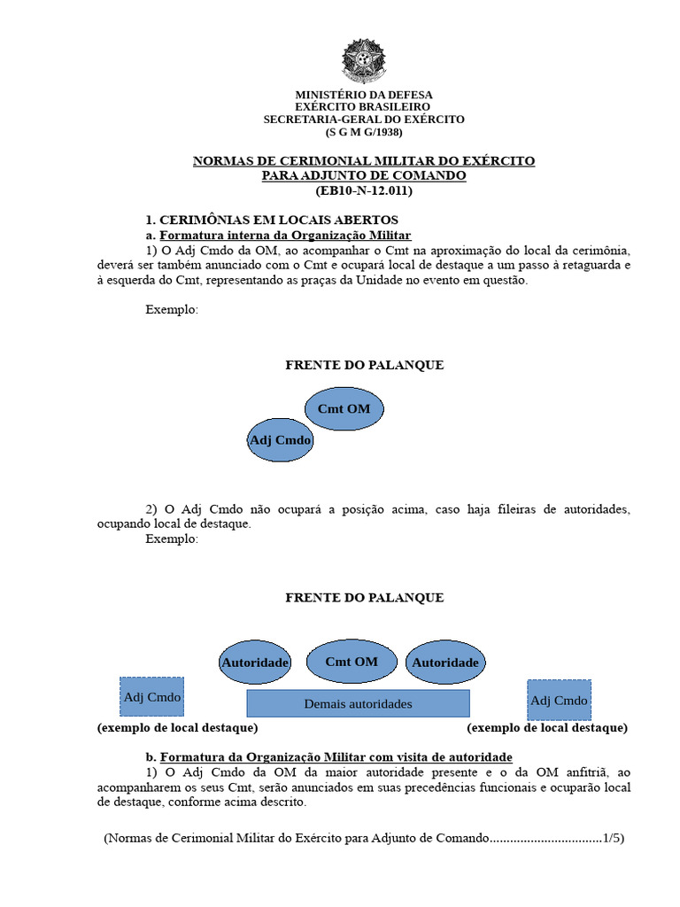 Normas para Adjunto de Comando | PDF | Ciência militar | Militar