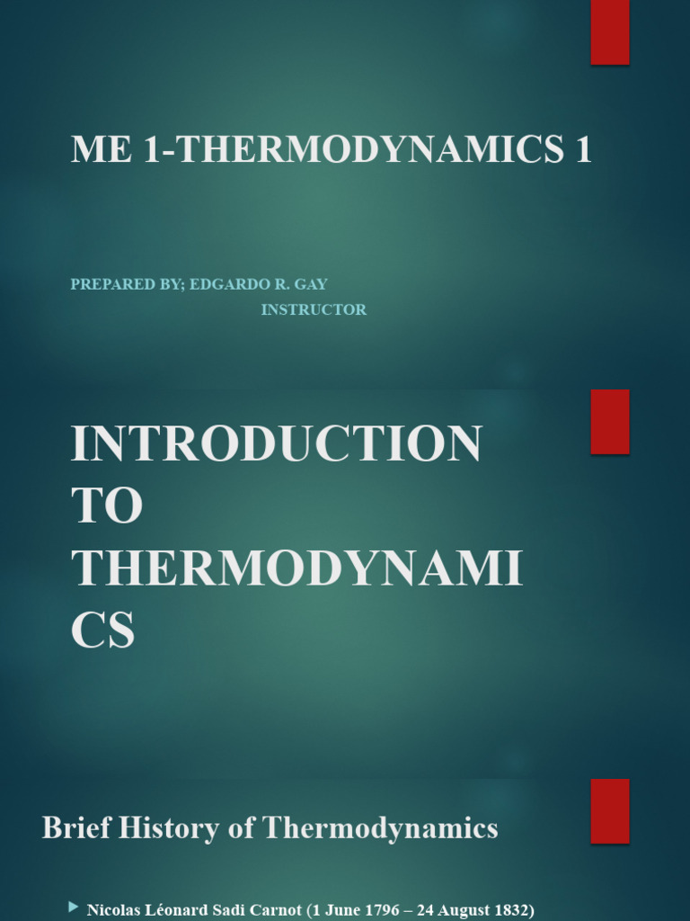 Introduction To Thermodynamics | PDF | Temperature | Thermodynamics