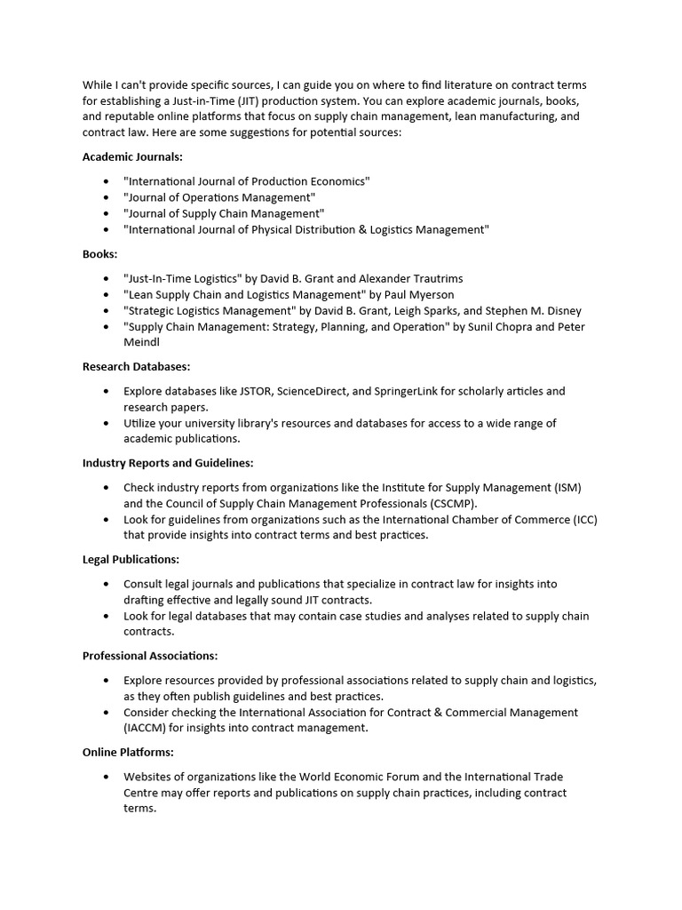 Sources | PDF | Lean Manufacturing | Supply Chain