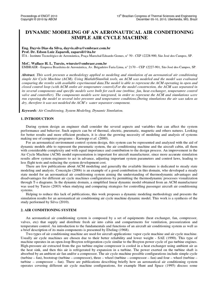 Acm Modeling Air Cycle Machine Aeronautics Pdf Gas Turbine Heat