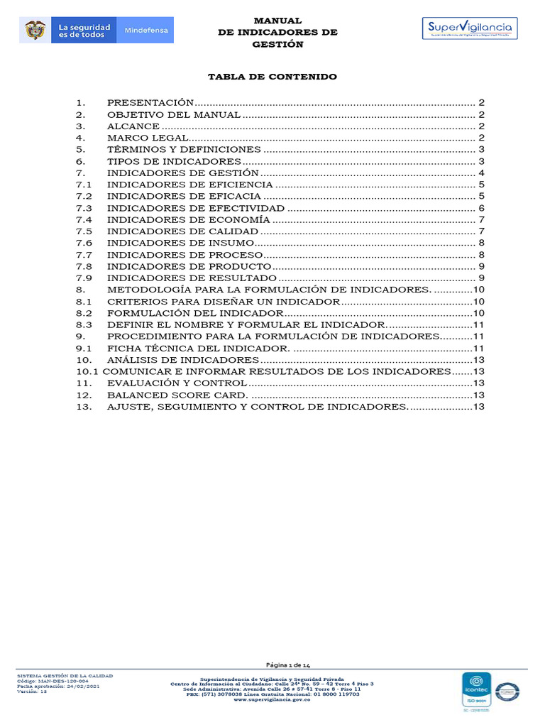 Manual de Indicadores de Gesti - N y Resultados V13 | PDF | Gestión de la calidad | Medición