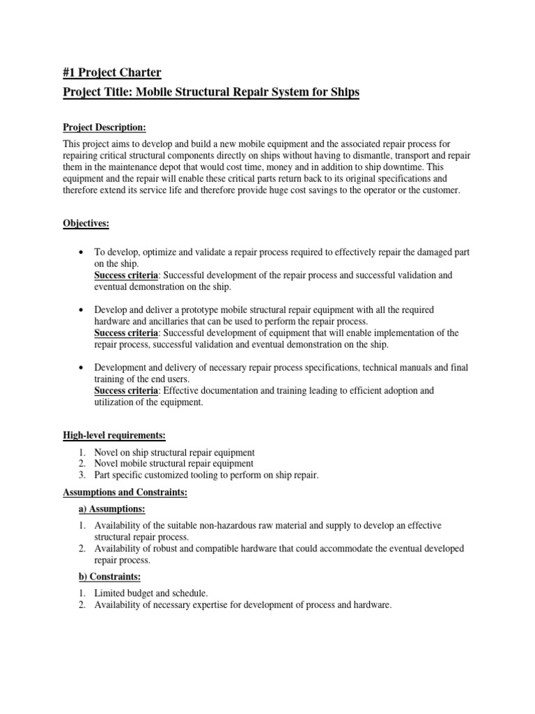 Project Charter | Download Free PDF | Computing | Systems Engineering
