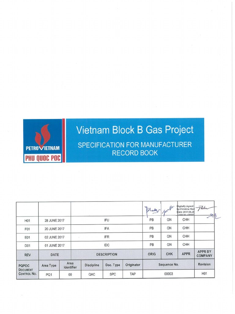 Vietnam Block B Gas Project Record Specs | PDF | Specification ...