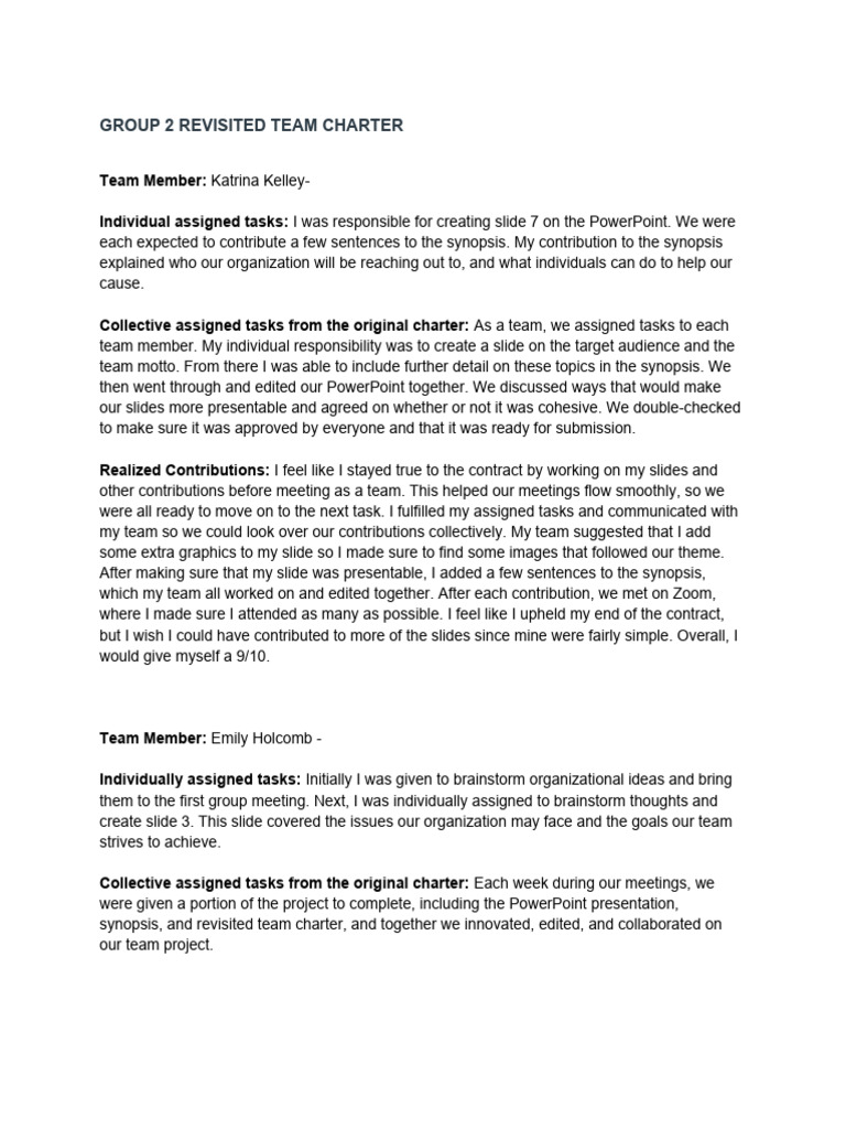 OGL 343 - Group 2 Revisited Team Charter | PDF | Microsoft Power Point