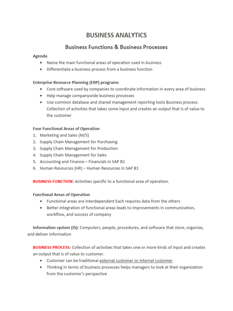 Business Functions and Processes Overview | PDF | Business Process ...