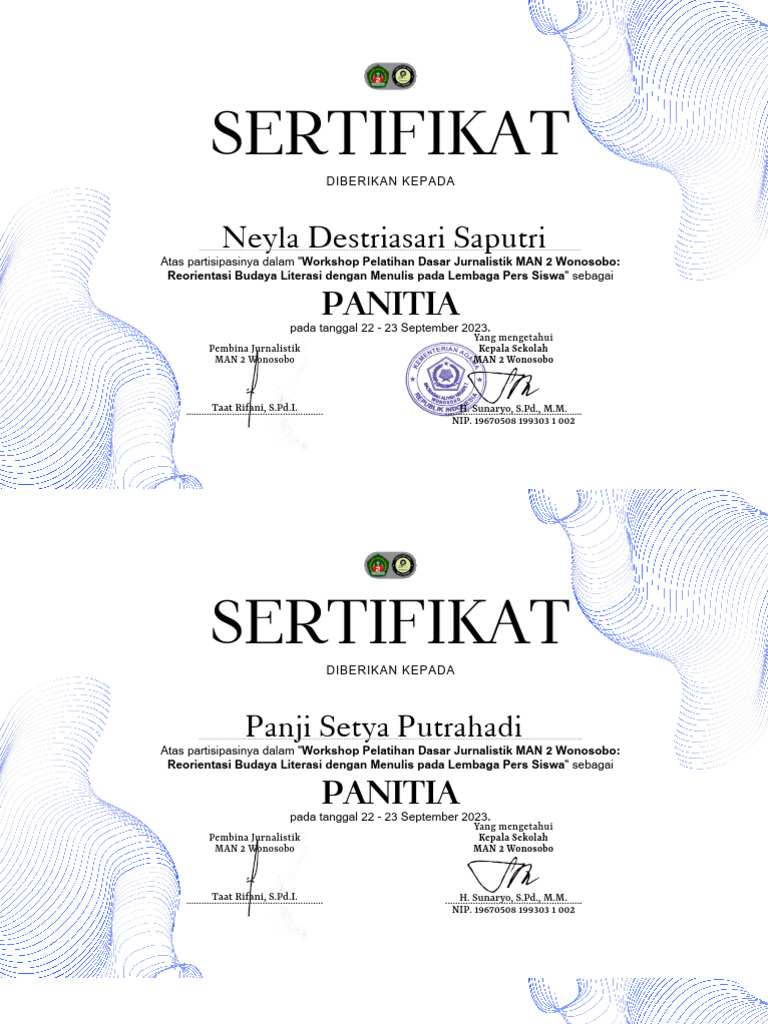 Sertif Panitia | PDF
