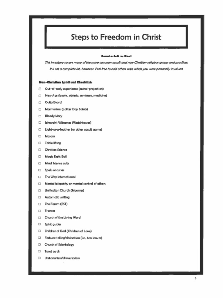 Steps To Freedom in Christ | PDF