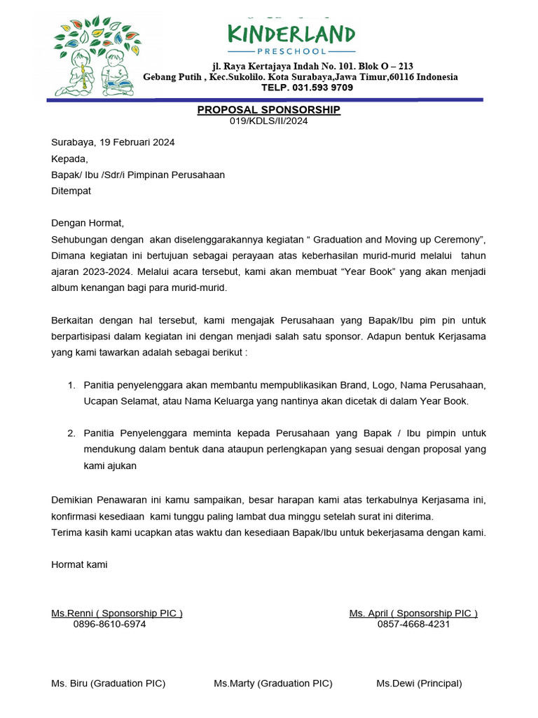 Proposal Sponsorship Graduation 2023-2024 | PDF