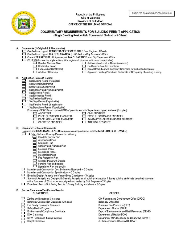 Documentary Requirements For Building Permit Application | PDF | Notary ...