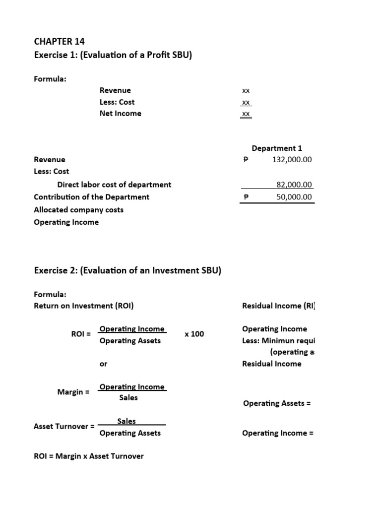 ACCTG7 Chap14 Exercise 1-3 | PDF | Return On Investment | Revenue