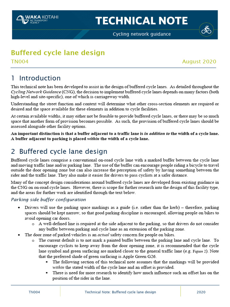 TN004 Buffered Cycle Lane Design | PDF | Traffic | Lane