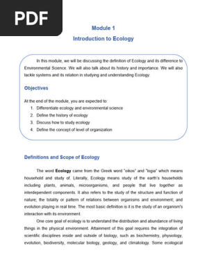 Lecture 1 Introduction To Ecologypdf Reductionism