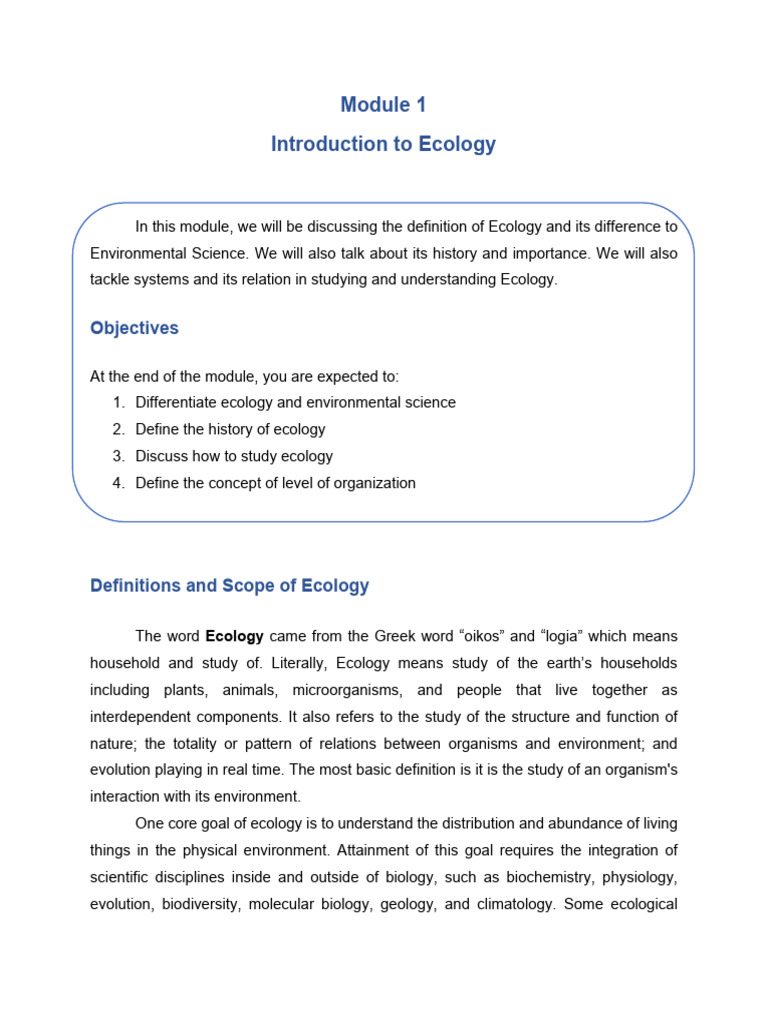 General Ecology Module | PDF | Genotype | Ecology