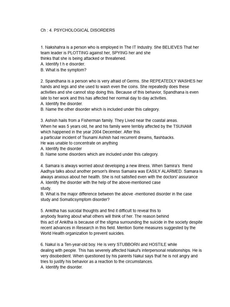 Psychology - CASE STUDY | PDF | Anxiety | Suicide