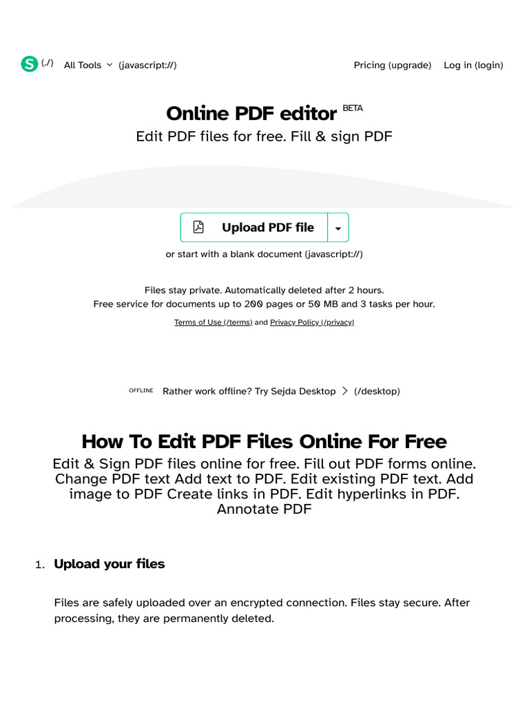 Easy To Use Online PDF Editor Sedja | PDF | Online And Offline | Hyperlink