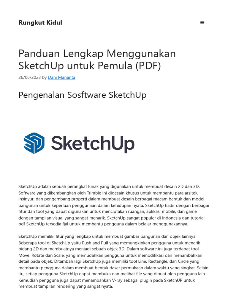 Panduan Lengkap Menggunakan SketchUp Untuk Pemula PDF | PDF | Seni | Komputer