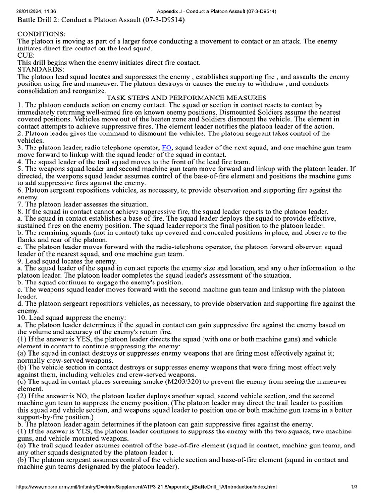 Conduct of Platoon Assailt | PDF