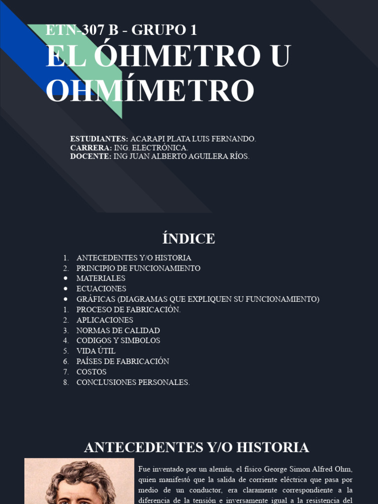 Funcionamiento y Aplicaciones del Óhmetro | PDF | Resistencia Eléctrica ...