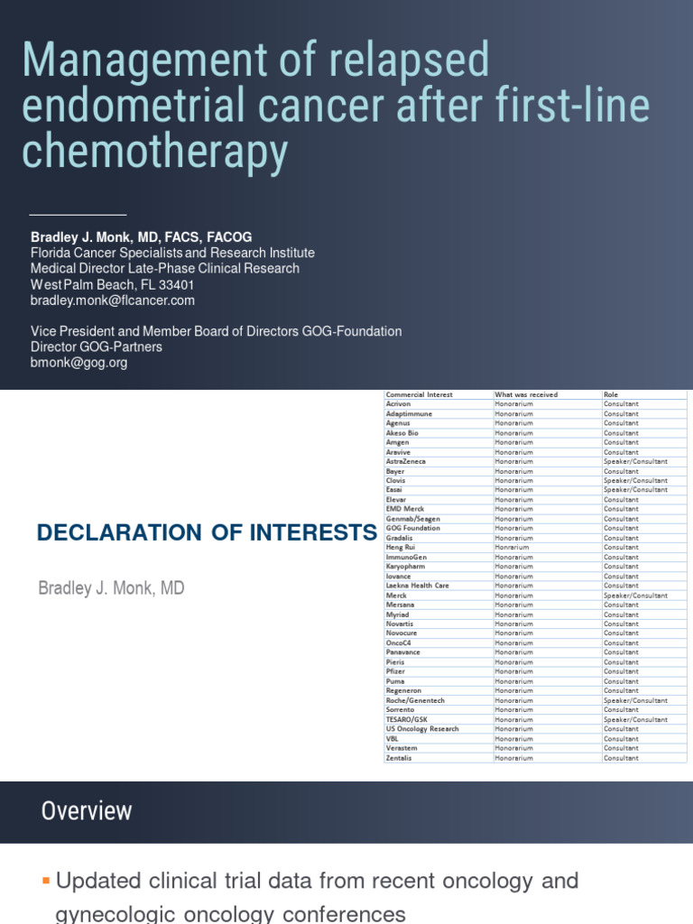 Management of Relapsed Endometrial Cancer After First-Line Chemotherapy ...