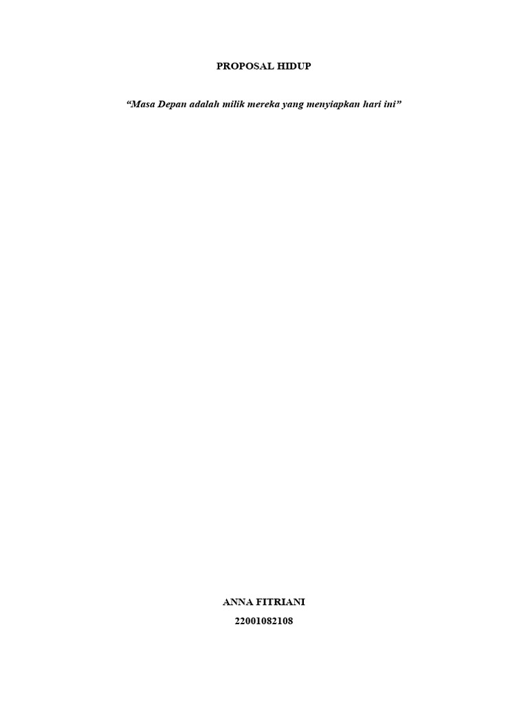 Proposal Hidup | PDF | Pengembangan Diri | Gaya Hidup