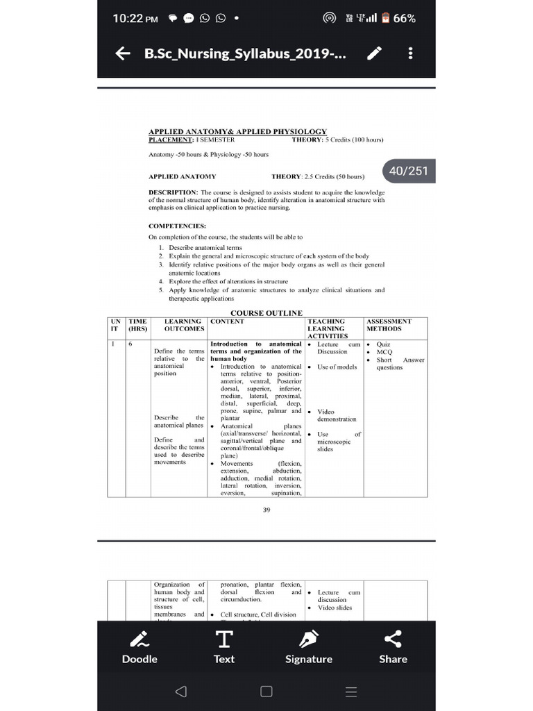 BSC Nursing 1 Semester Syllabus | PDF