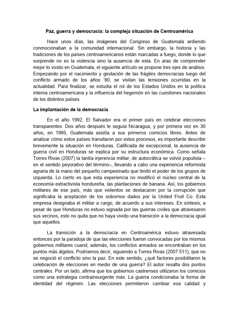 Paz, Guerra y Democracia | PDF | Guatemala | Democracia