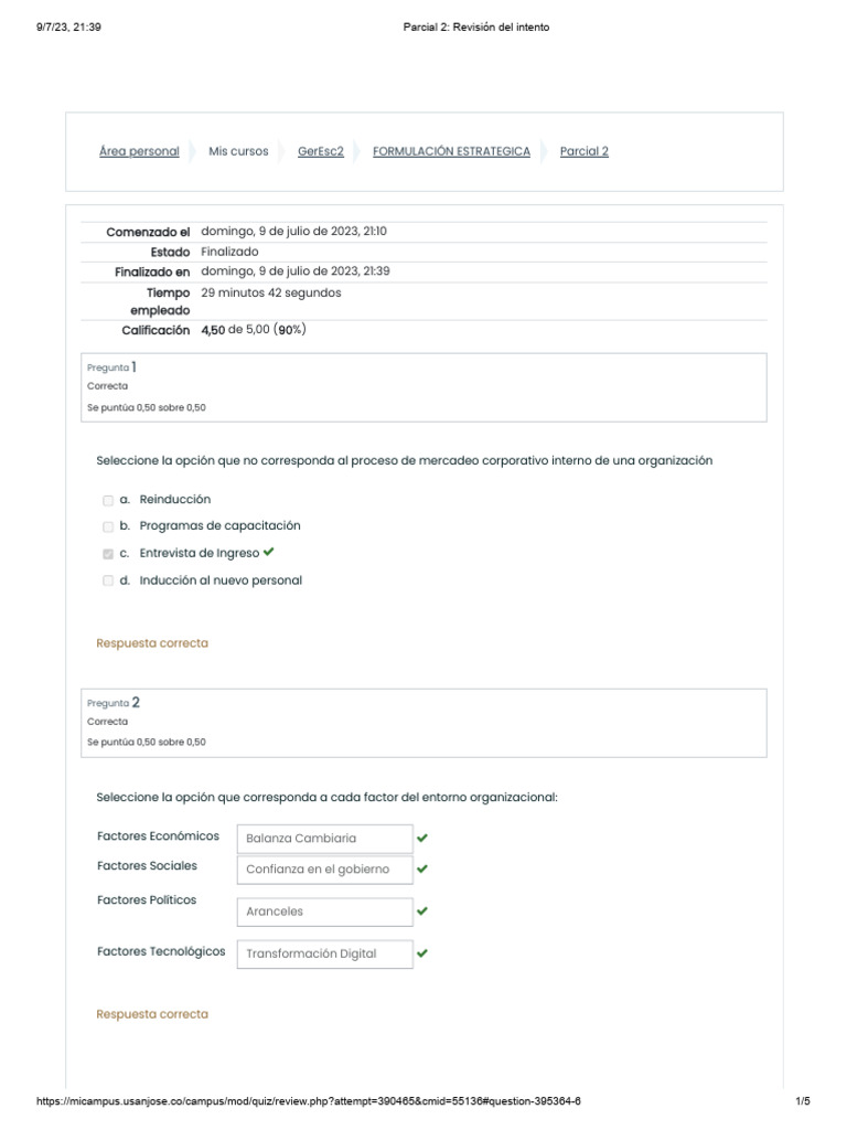 Parcial 2j - Revisión Del Intento | PDF | Business | Economias