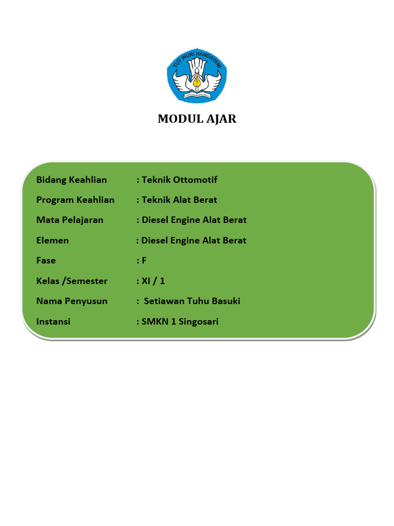 FORM - MODUL AJAR - STEMA Diesel Engine | PDF