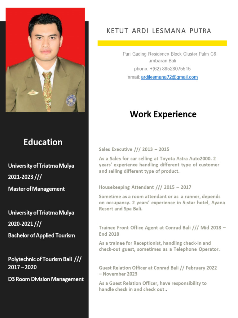 CV - Ketut Ardi Lesmana Putra | PDF | Bali