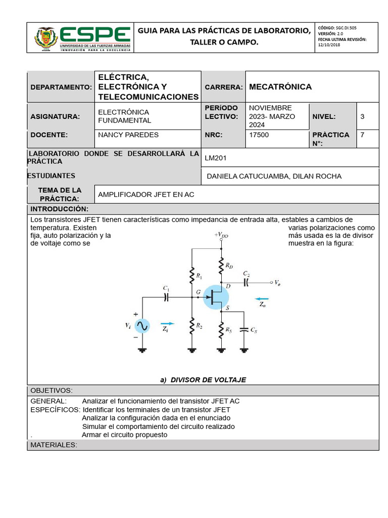 Informe Jfet | PDF | Transistor | Electrónica