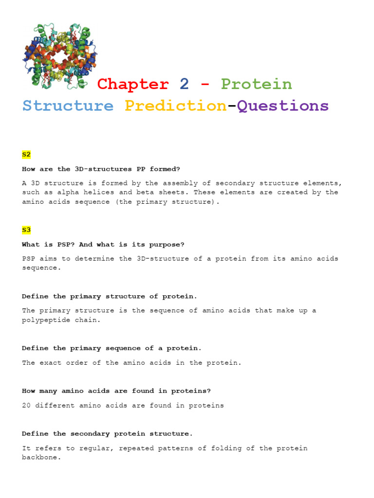 Computational - Chapter 2 (Questions With Answers) | PDF | Alpha Helix ...